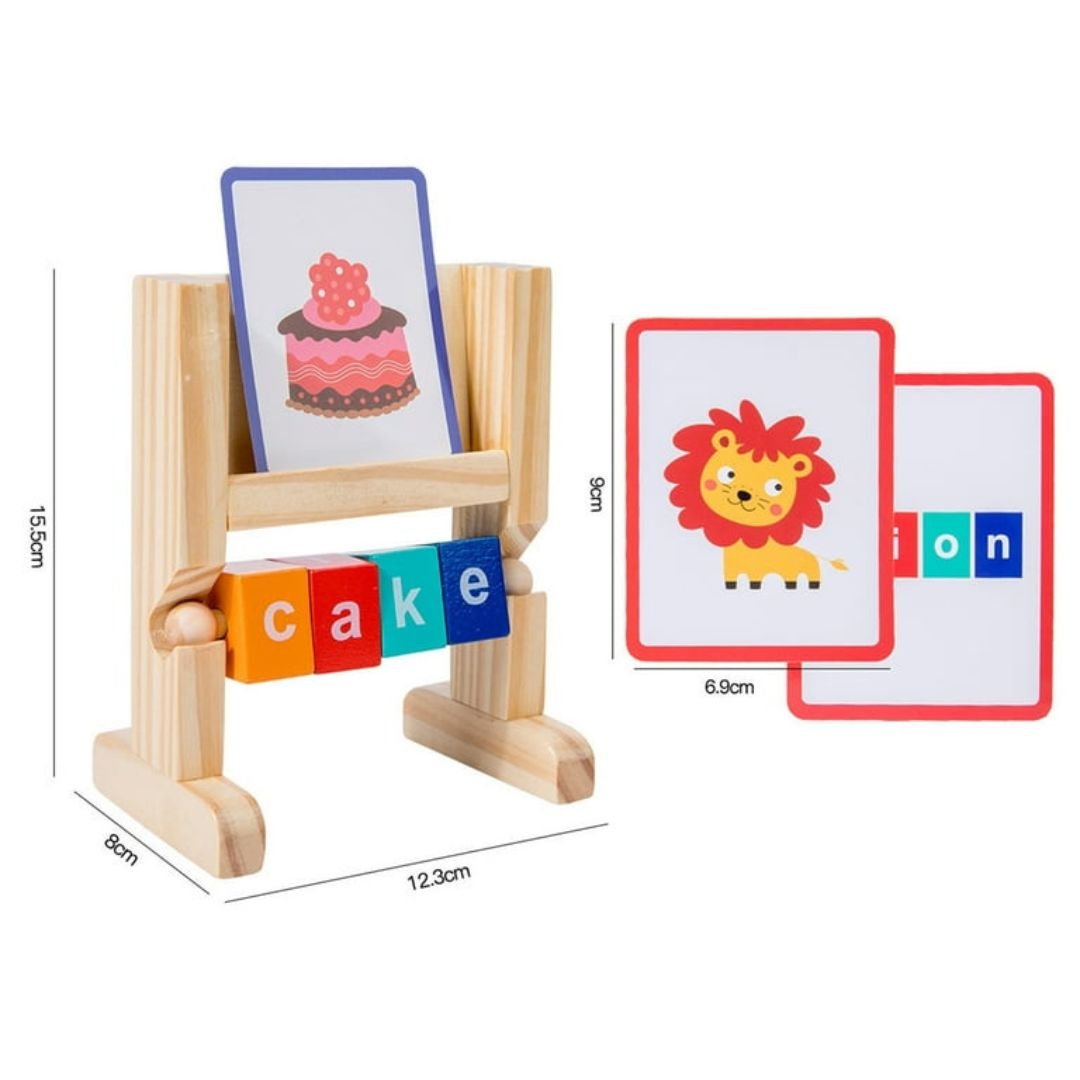 Wooden Spelling Game with Flash Cards – Fun Word Learning Toy for Kids ...