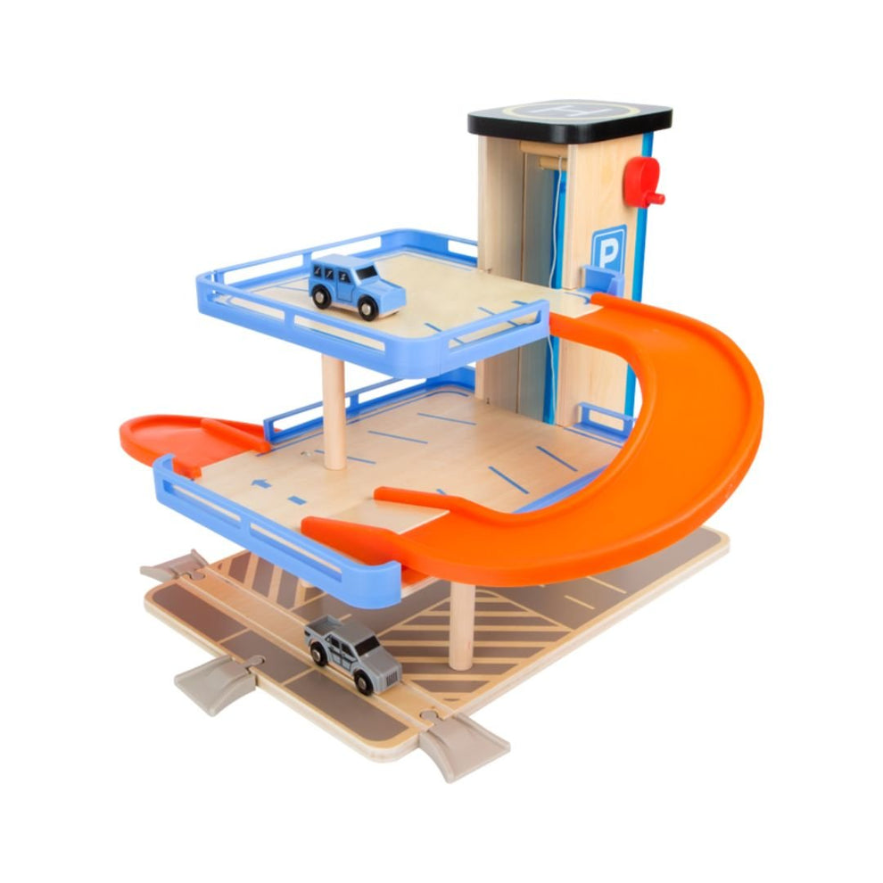 3-Level Interactive Wooden Garage Playset with Cars, Helicopter & Elev ...