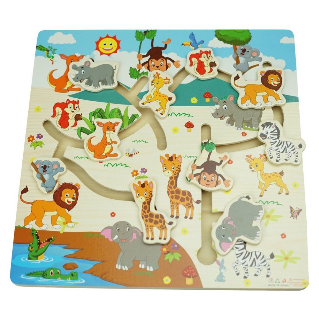 Colorful Wooden Maze with Zoo Animals – Fun Learning Store