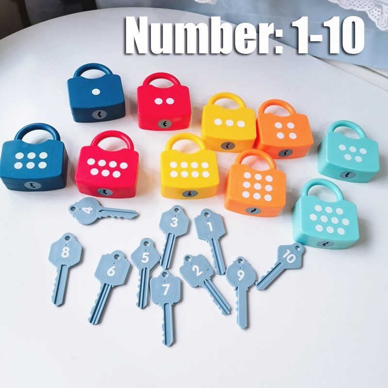 Numbers Learning Locks, Lock Key Matching Educational Toys, Montessori ...